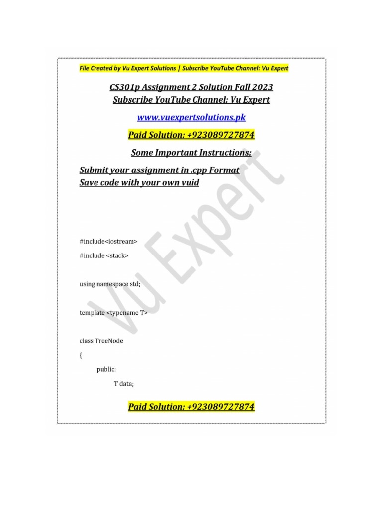 Cs301p Assign 2 Sol Fall 2023 Expert Pdf