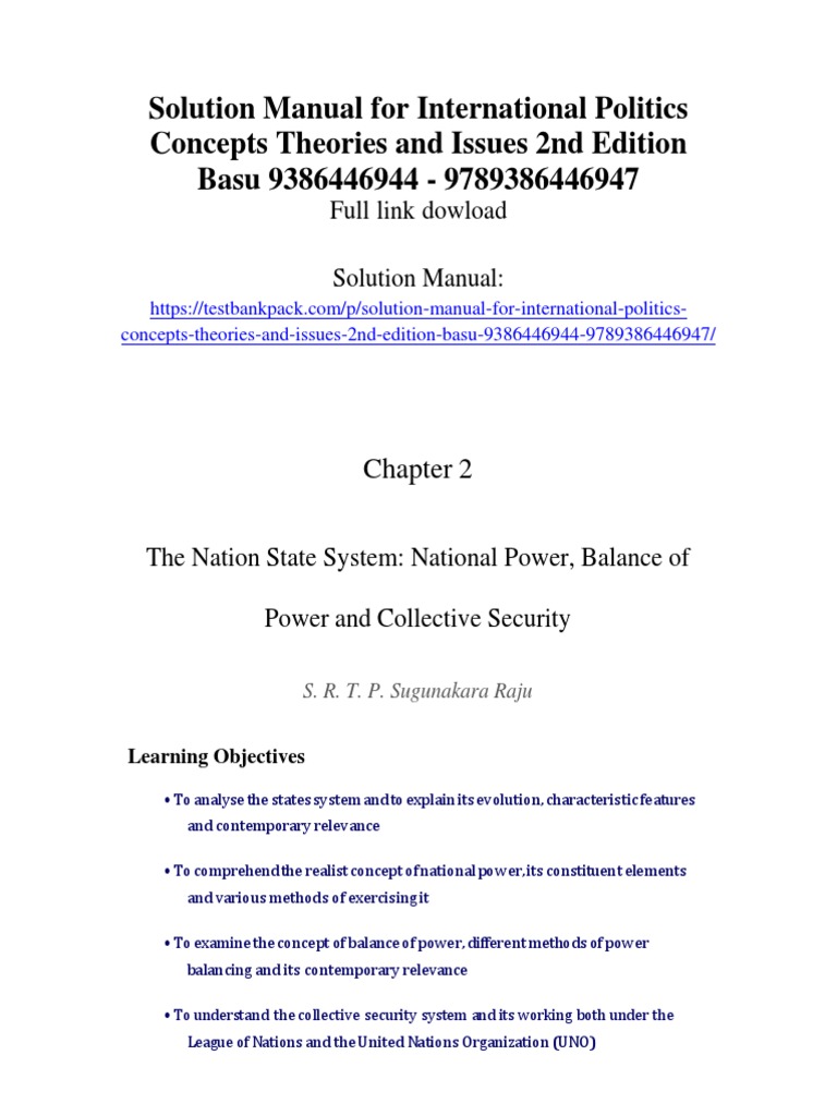 International Politics Concepts Theories and Issues 2nd Edition Basu ...
