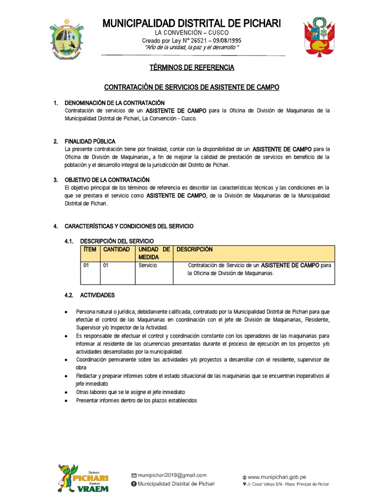 TDR ASISTENTE TECNICO Toño | PDF | Business