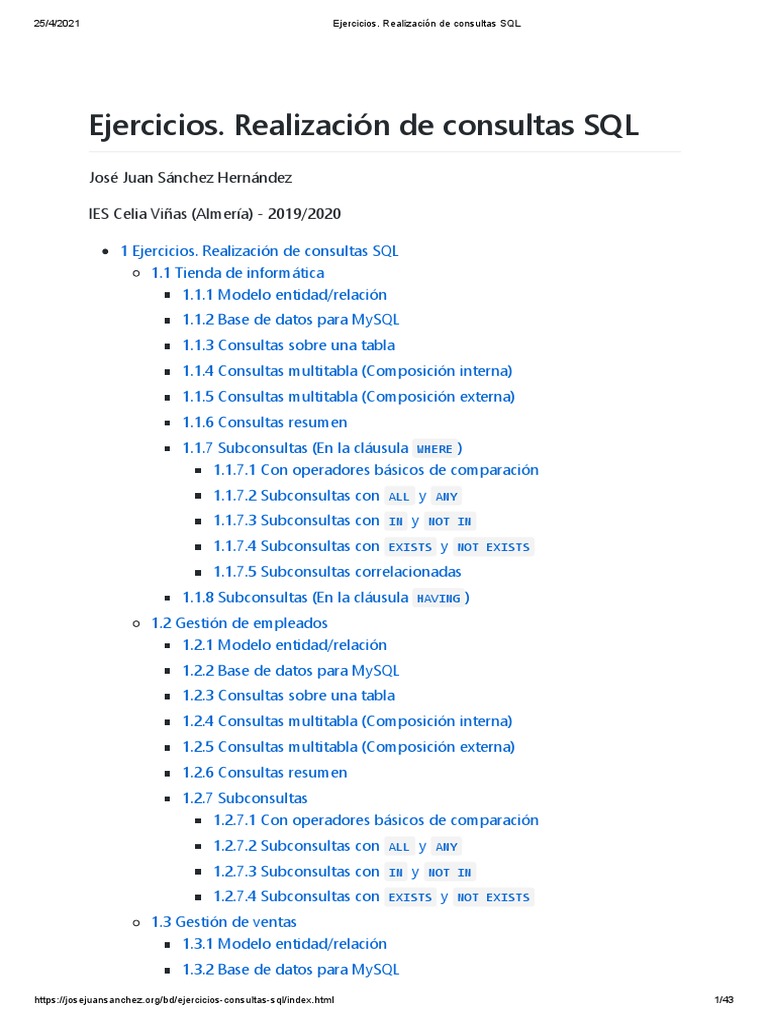 Ejercicios Extra Realización de Consultas SQL | PDF | SQL | Modelo de datos