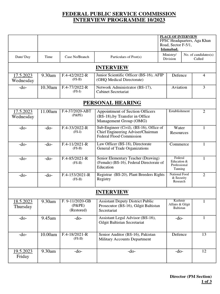 Interview Prog No.10-2023 | PDF | Government | Government Of Pakistan