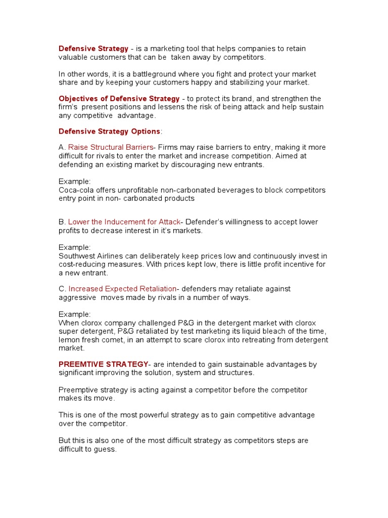 Defensive Strategy | PDF