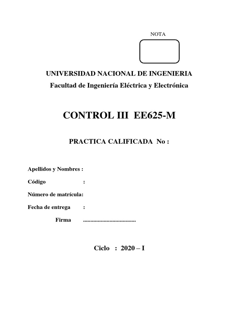 Practica Domiciliaria No 3 Control III 2022-I | PDF | Sistema de control | Vector Euclidiano