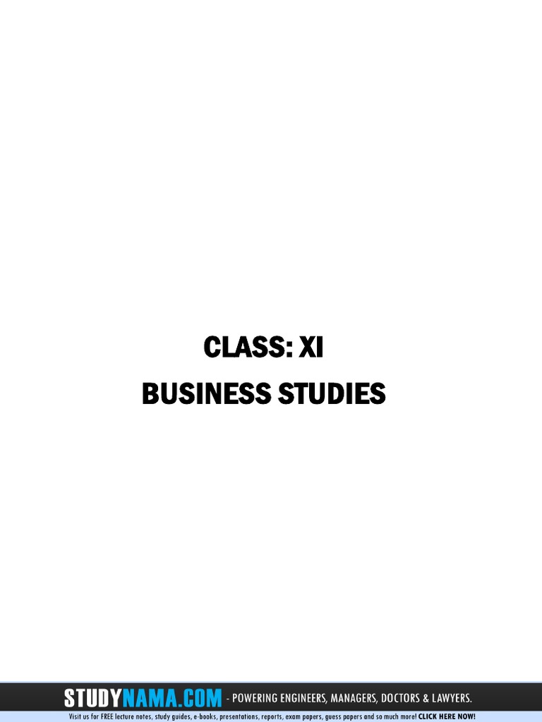 Business Studies - Class 11 Notes | PDF | Business | State Owned Enterprise