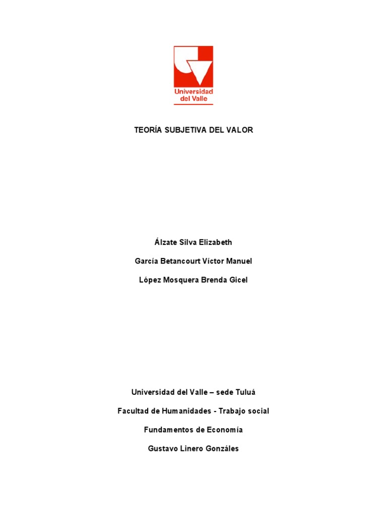 Teoría Subjetiva Del Valor | PDF | Utilidad | Utilidad marginal
