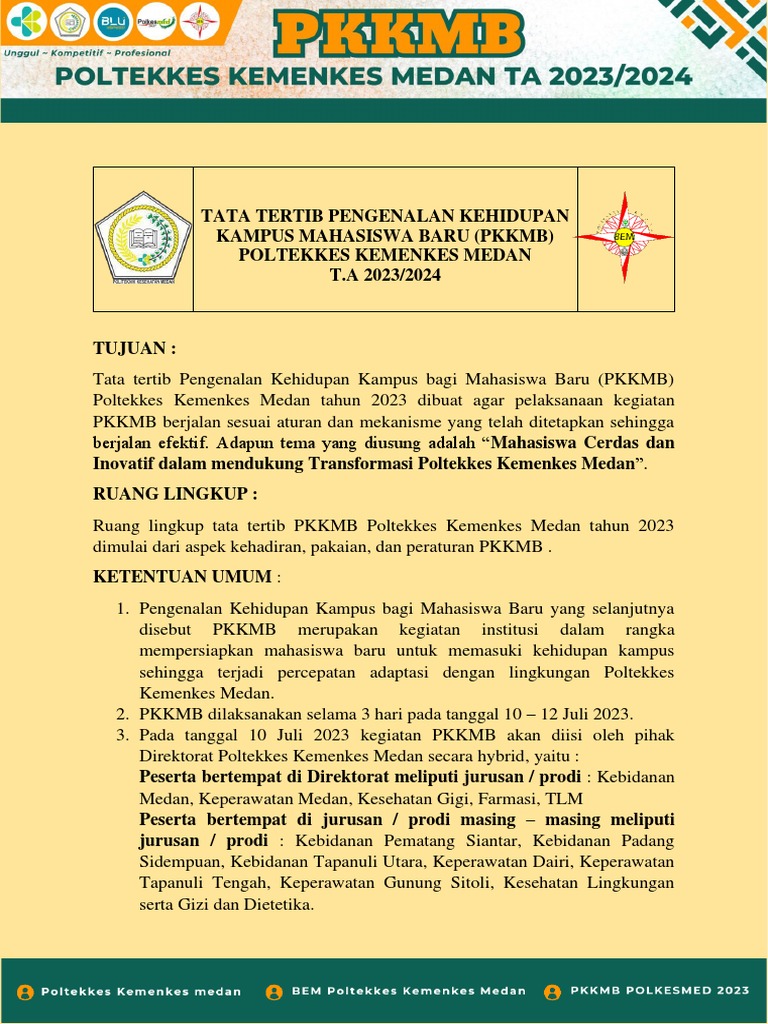 Tata Tertib Pelaksanaan PKKMB Polkesmed 2023 | PDF