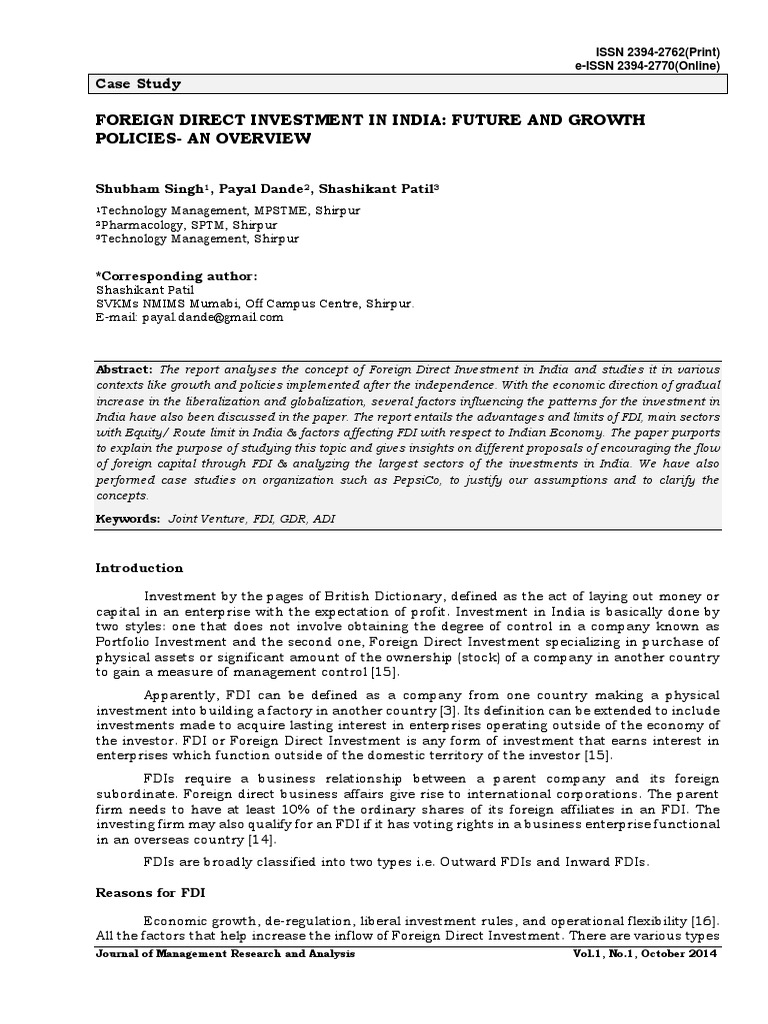 JMRA Vol 1 (1) 113-125 | PDF | Foreign Direct Investment | Joint Venture JMRA Vol 1 (1) 113-125 | PDF | Foreign Direct Investment | Joint Venture