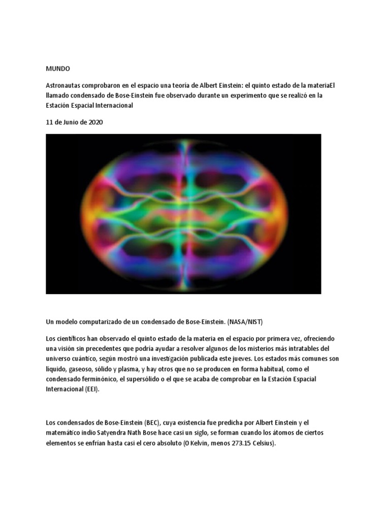 Observación del condensado de Bose-Einstein | PDF | Importar | Estación ...
