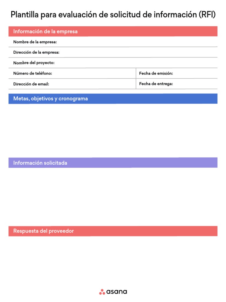 RFI Template Printable Es | PDF