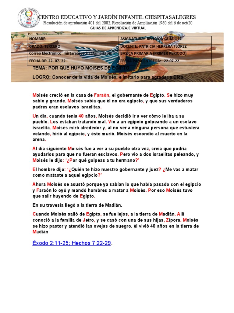 Guia # 12 Moises Huye de Egipto | PDF