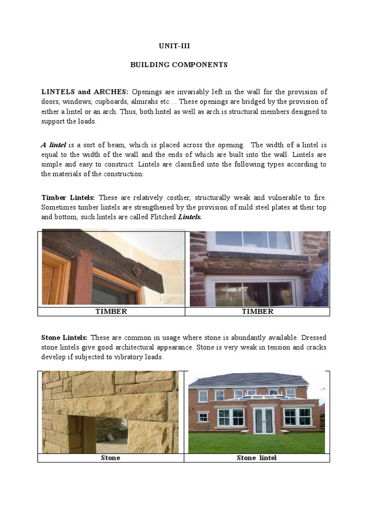 Unit-3 Building Components..Lintels, Arches, Staircases... | PDF ...