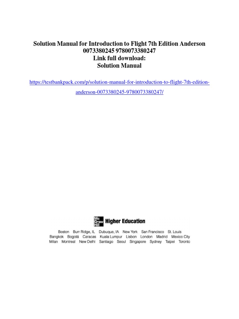 Introduction To Flight 7th Edition Anderson Solution Manual | PDF ...
