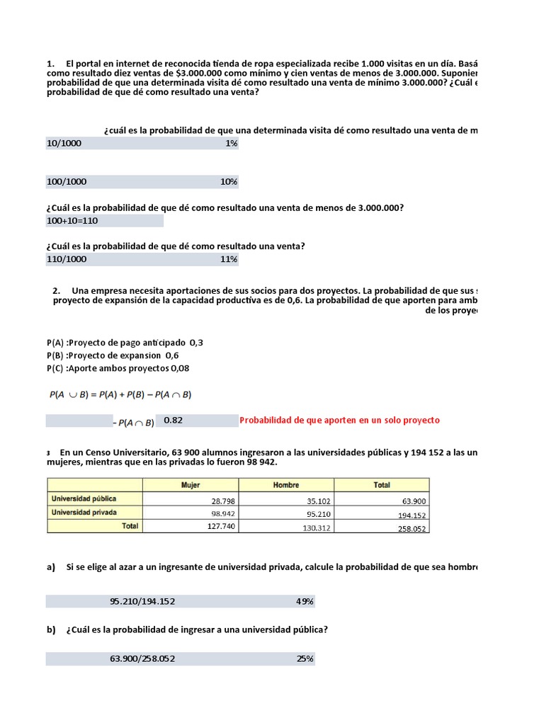 Taller Probabilidades | PDF