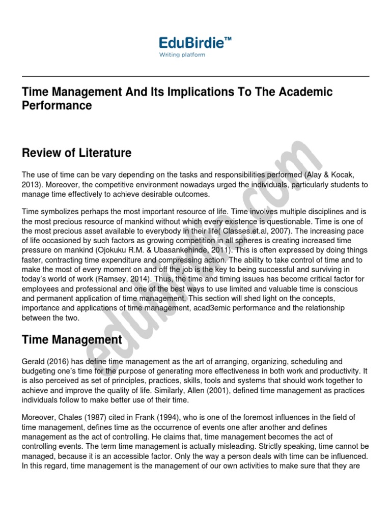Time Management and Its Implications To The Academic Performance | PDF ...