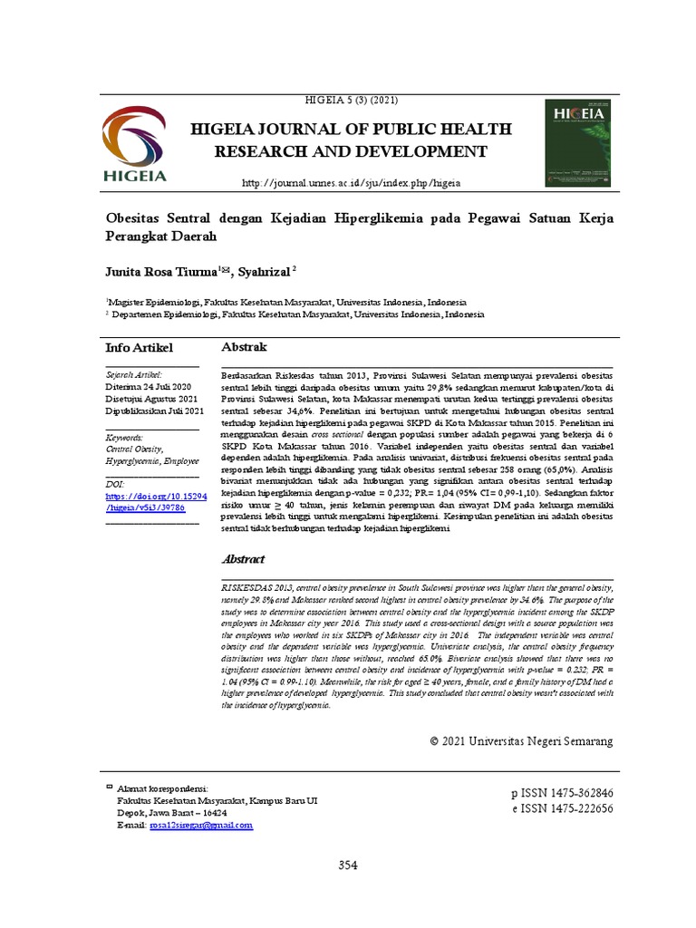 Hubungan Obesitas Sentral dan Hiperglikemia | PDF