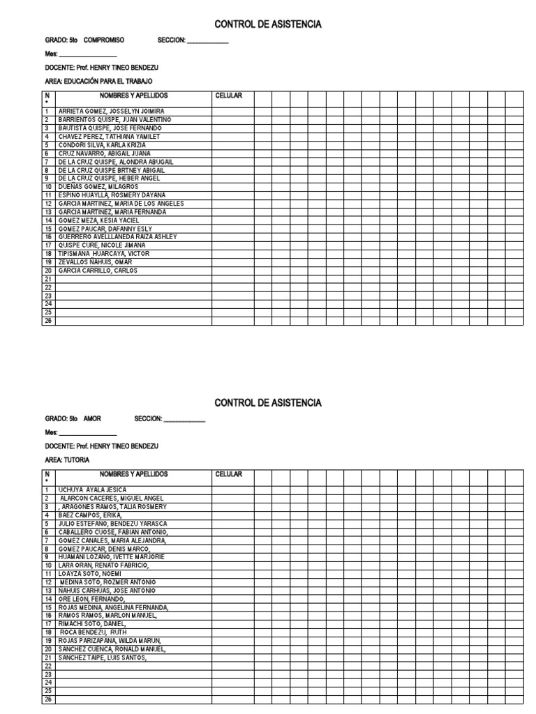 Control de Asistencia | PDF