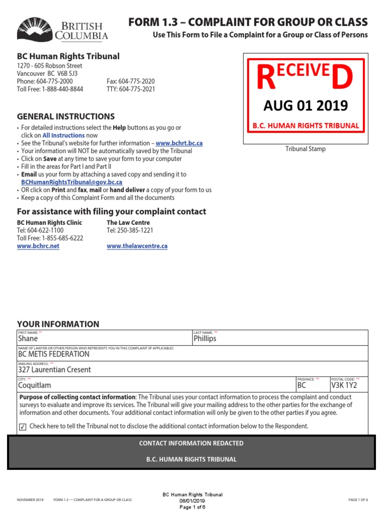 Precedent Human Rights Complaint | PDF | Métis | Complaint