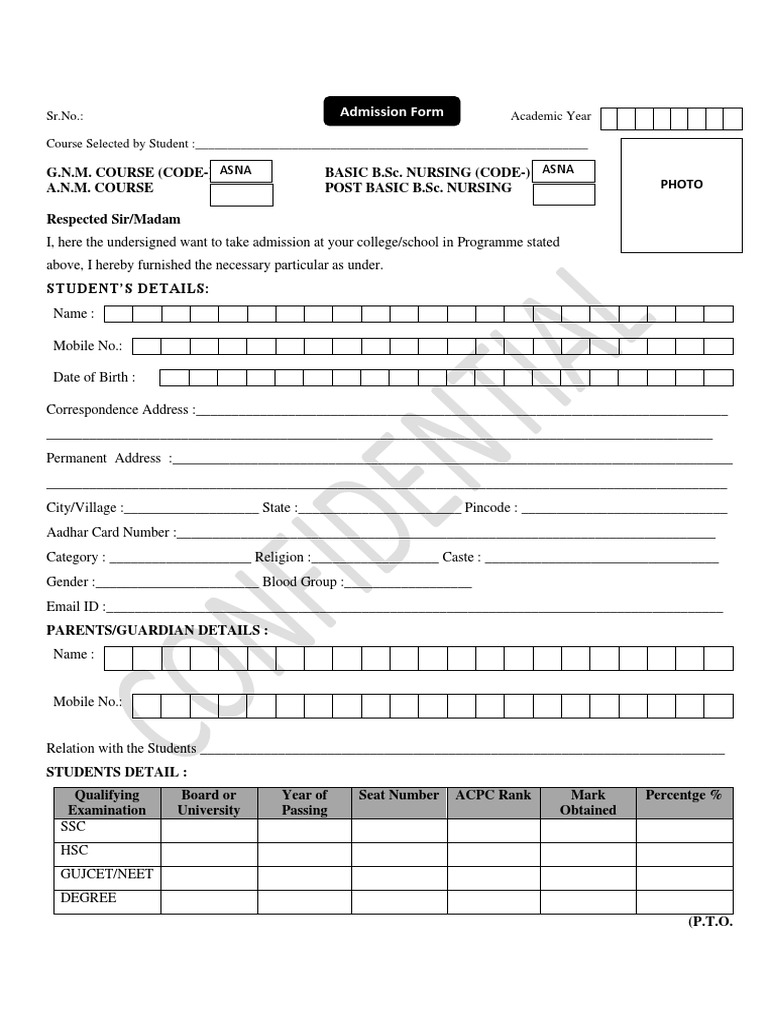 Admission Form | PDF