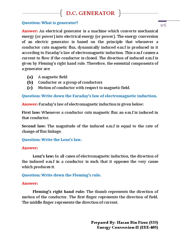 DC Generator | PDF | Electromagnetic Induction | Electric Generator