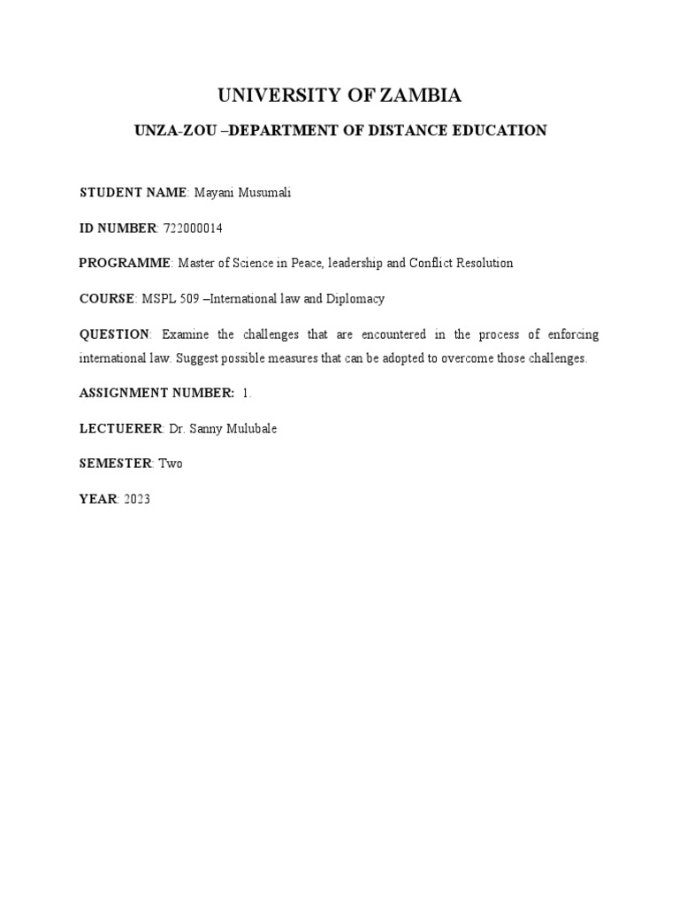 509 Assignment-1 | PDF | International Law | United Nations