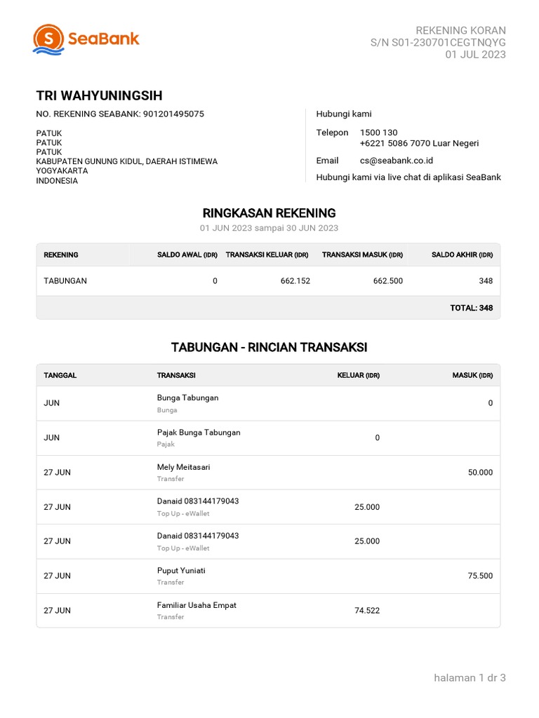 Seabank Statement 20230716 | PDF