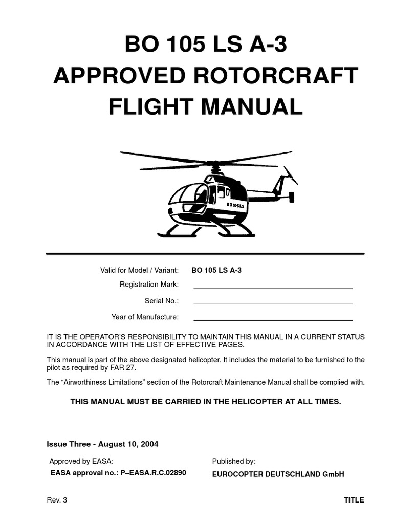 Manual de Vuelo Bo 105 Ls A3 | PDF | Federal Aviation Administration ...