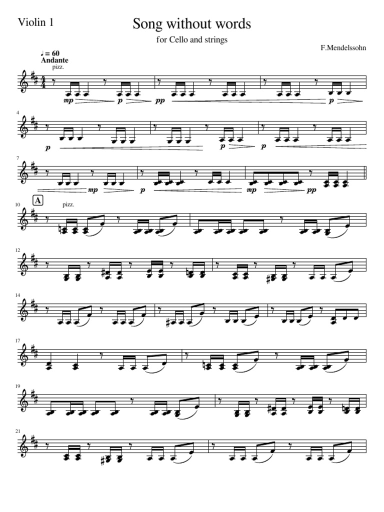 Mendelssohn Cello String Arrangement | PDF | String Instruments ...