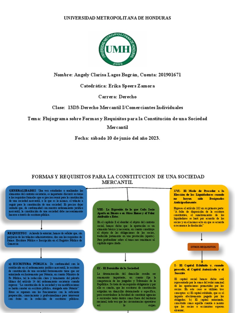 Flujograma Sobre Las Formas y Requisitos para La Constitucion de Una Sociedad Mercantil | PDF ...