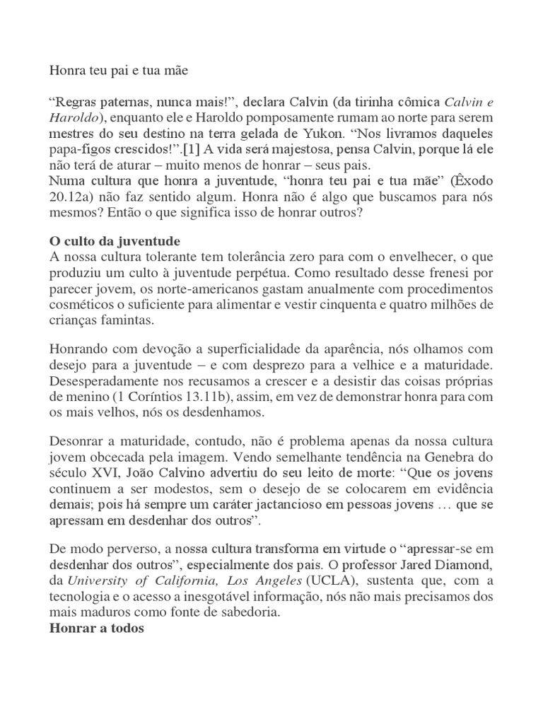 Honra Teu Pai E Tua Mãe Pdf Os Dez Mandamentos Jesus