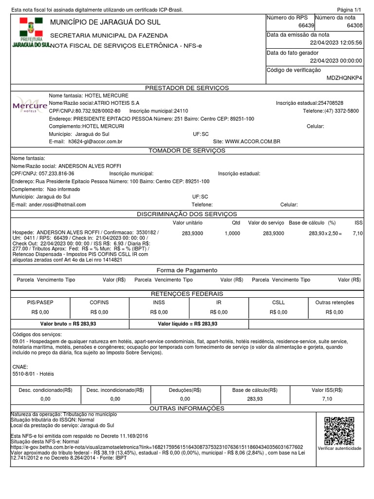 Nota Hotel | PDF | Microeconomia | Serviços (economia)