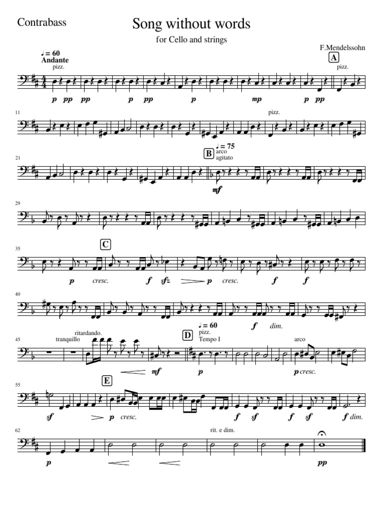 Song Without Words-Contrabass | PDF | Musical Instruments | Music ...