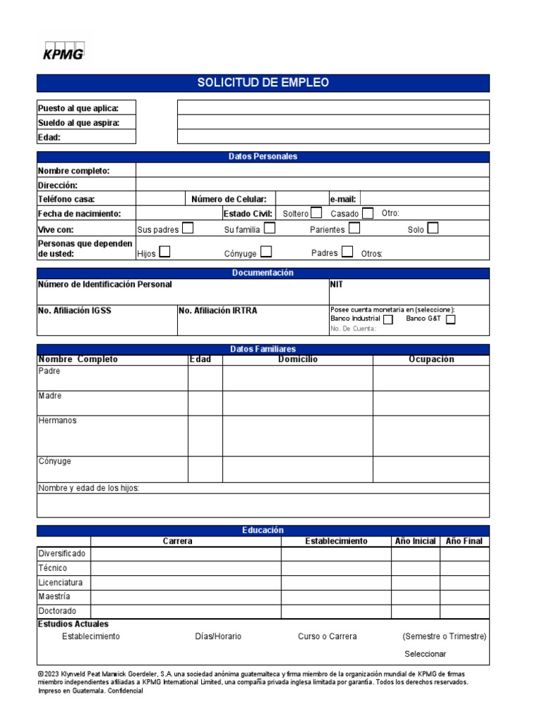 Solicitud de Empleo 2023 | PDF