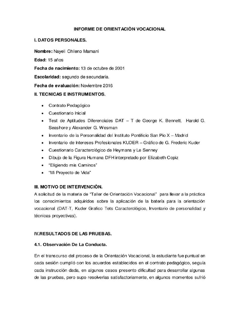 PDF Informe Final Orientacion Vocacional - Compress | PDF