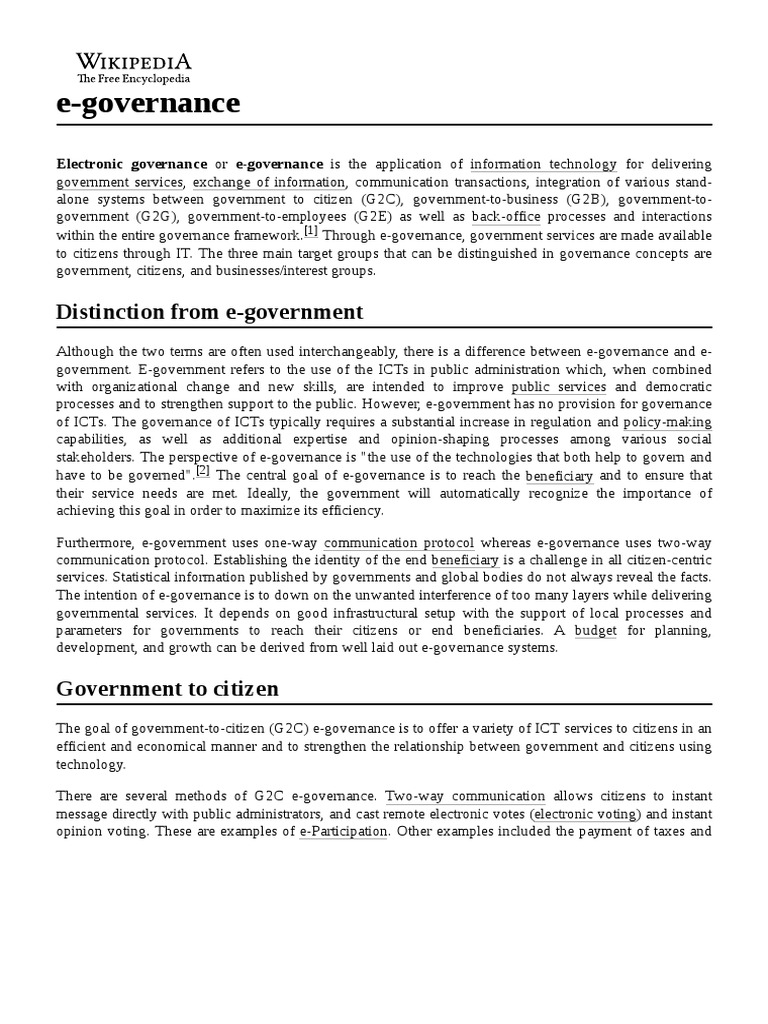 E Governance | PDF | Governance | Government