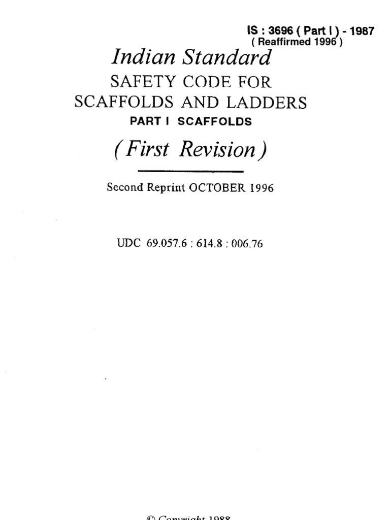 Is3696 1-1987 | PDF | Scaffolding | Rope