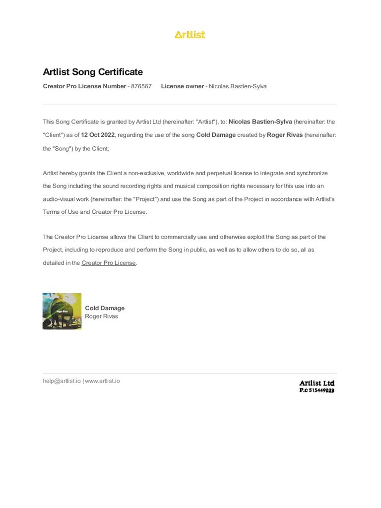 Cold Damage - License - 876567 - 2022-2023 | PDF