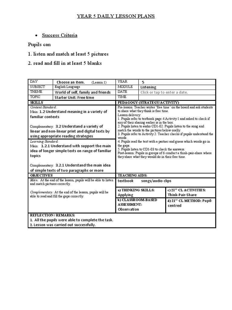 RPH Bi Year 5 | Download Free PDF | Lesson Plan | Teachers