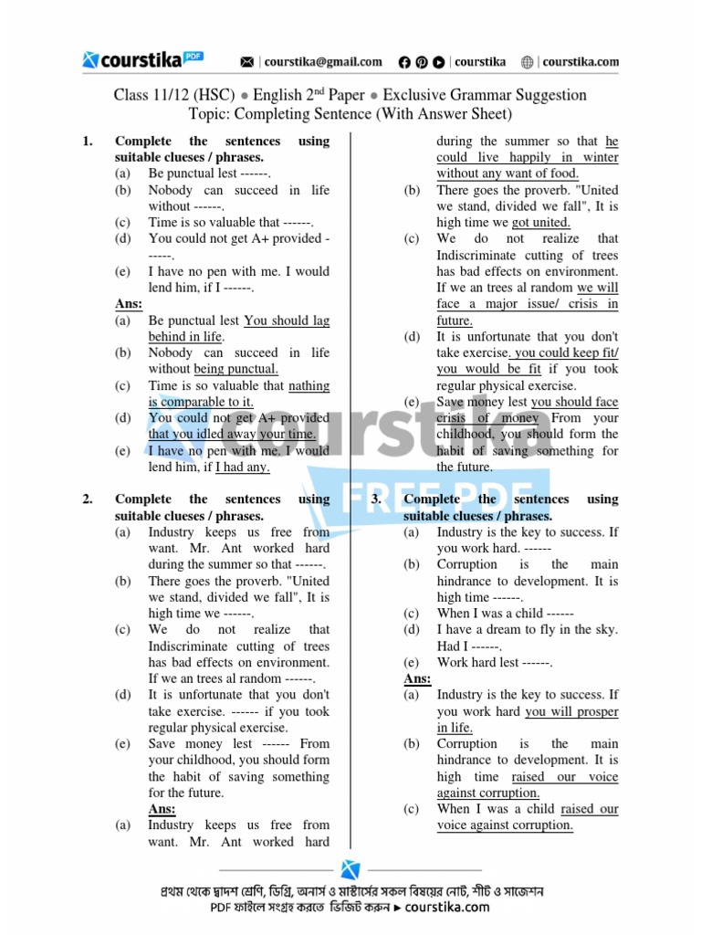 Completing Sentence | PDF