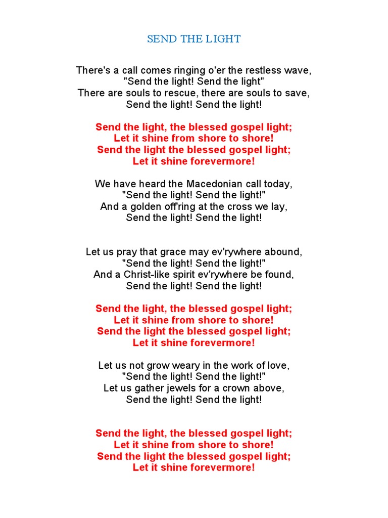 Send the Light Gospel Hymn Lyrics | PDF | Religion & Spirituality