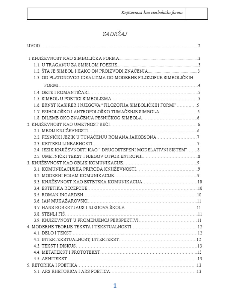 KNJIEVNOST KAO SIMBOLI.docx | PDF