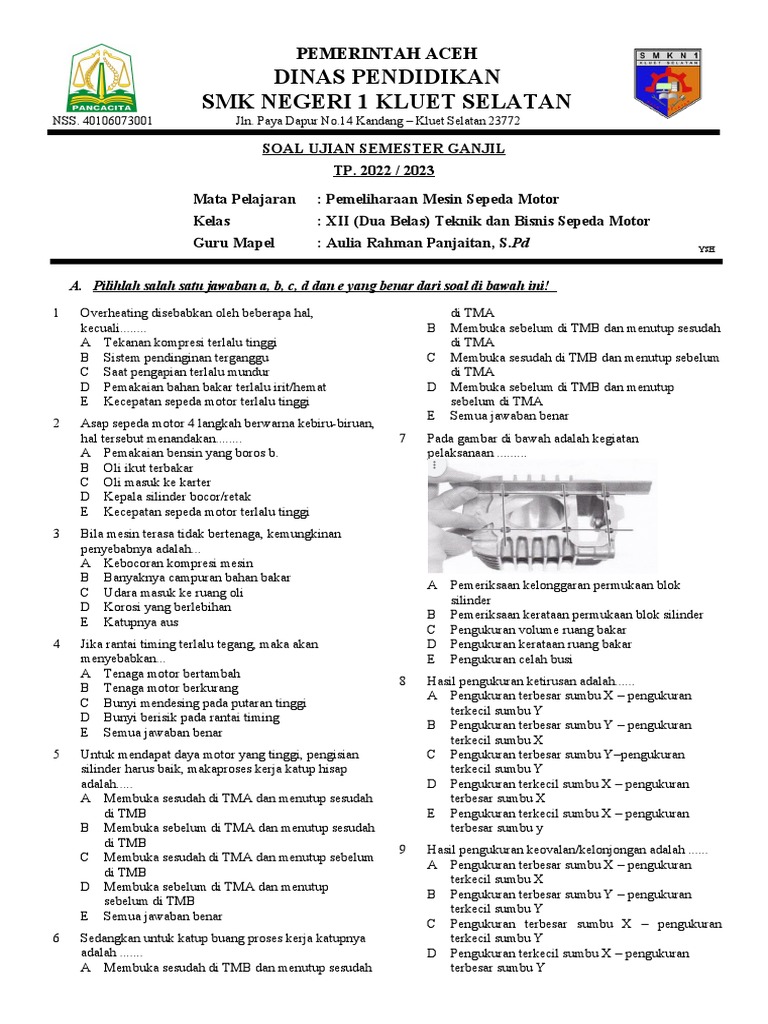 Soal Semester Ganjil 2022-2023 PMSM XII | PDF