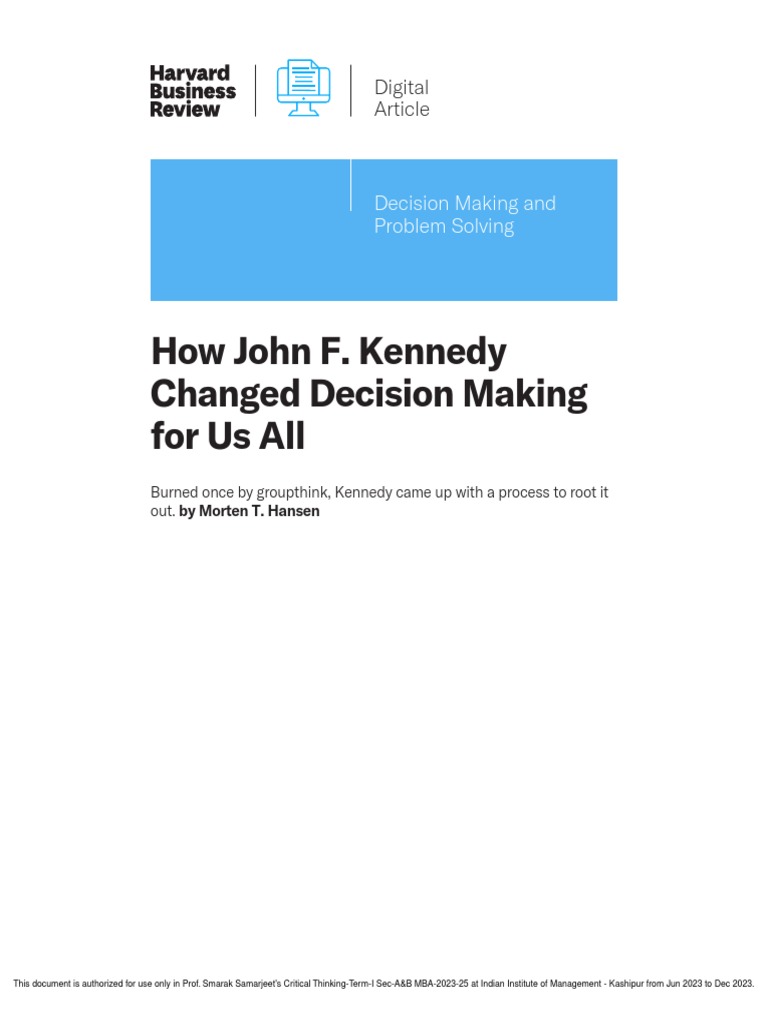 How John F. Kennedy Changed Decision Making For Us All | PDF | Consensus Decision Making ...