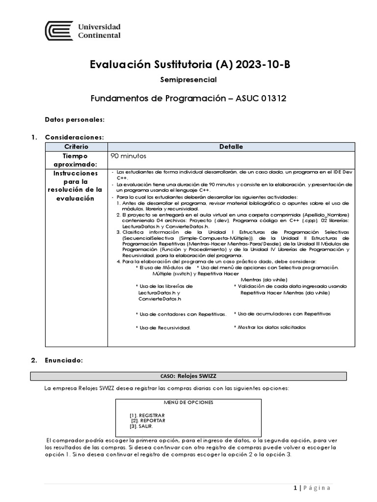 Examen Susti Semi FP 2023-10B | PDF | Programación de computadoras | Ingeniería