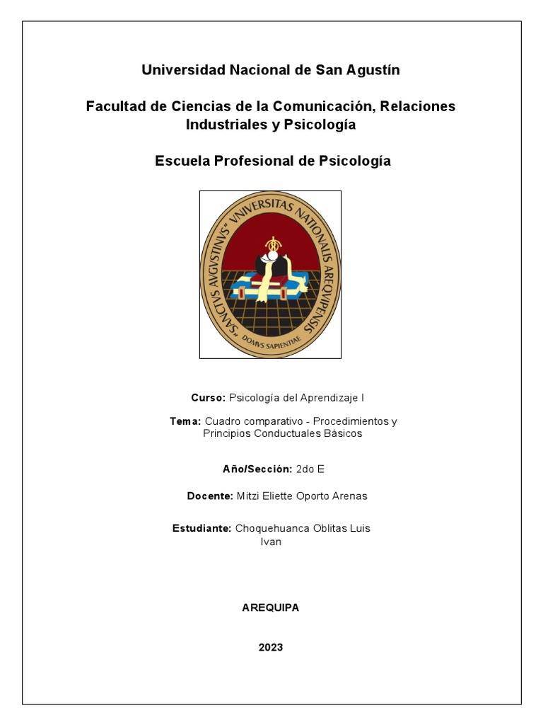 Cuadro Comparativo - Procedimientos y Principios Conductuales Básicos | PDF | Reforzamiento ...