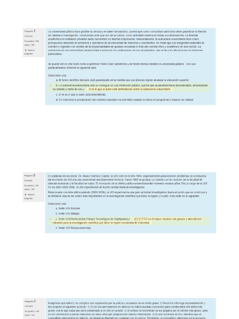 Respuestas Examen Catedra UIS | PDF