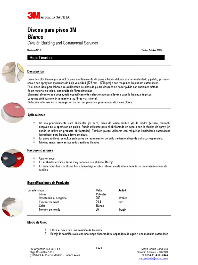 Disco Abrillantador 3M para Pisos | PDF | Abrasivo | Materiales