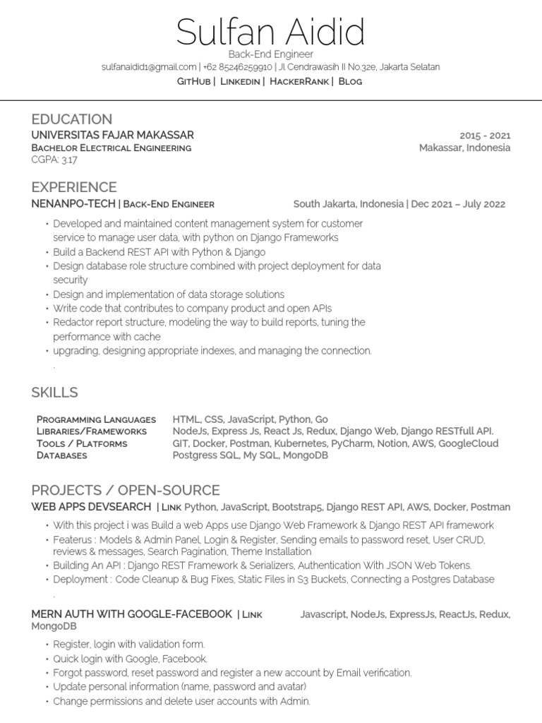 Sulfan's Resume-Hackerresume-2 | PDF | World Wide Web | Internet & Web