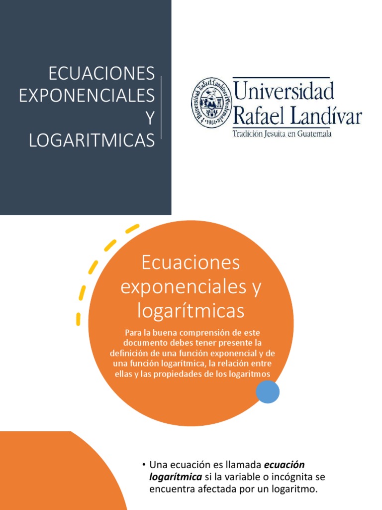 Ecuaciones Exponenciales y Logarítmicas | PDF | Logaritmo | Ecuaciones