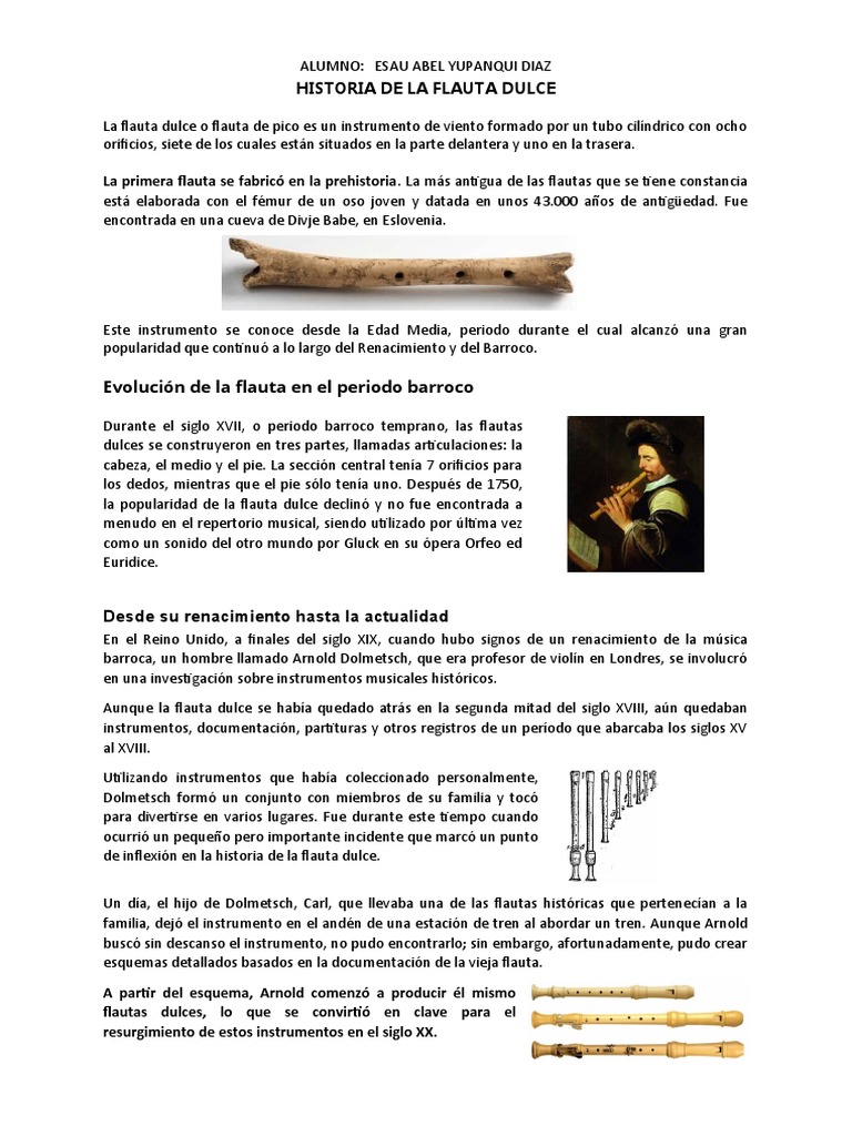Historia de la Flauta Dulce | PDF | Flauta | Grabadora (instrumento ...
