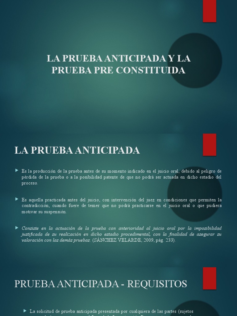 La - Prueba - Anticipada - y - La - Prueba - Pre - Con Escolarizada ...